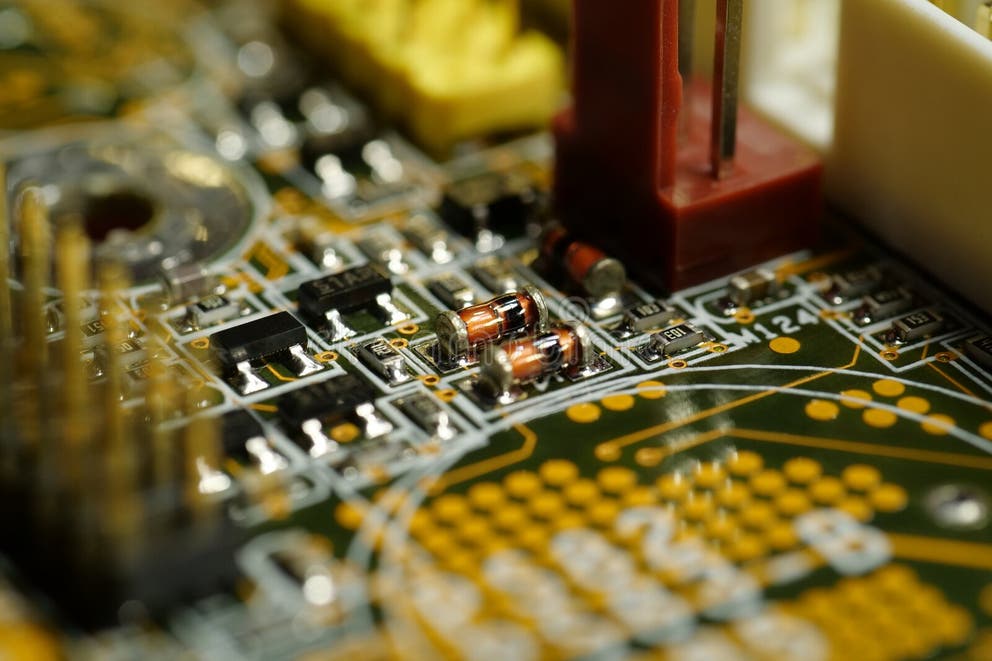 Computer Microcircuit with Electronic Components, Chips, Resistors ...