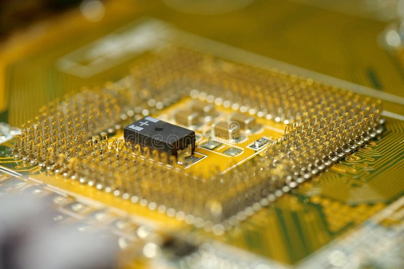 Computer Microcircuit with Electronic Components, Chips, Resistors ...