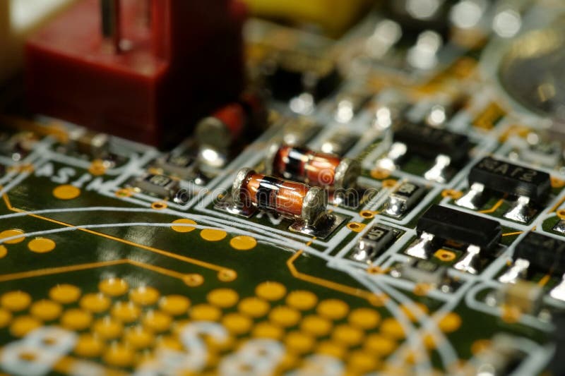 Computer Microcircuit with Electronic Components, Chips, Resistors ...