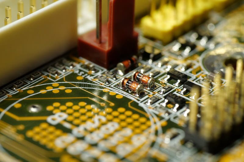 Computer Microcircuit with Electronic Components, Chips, Resistors ...