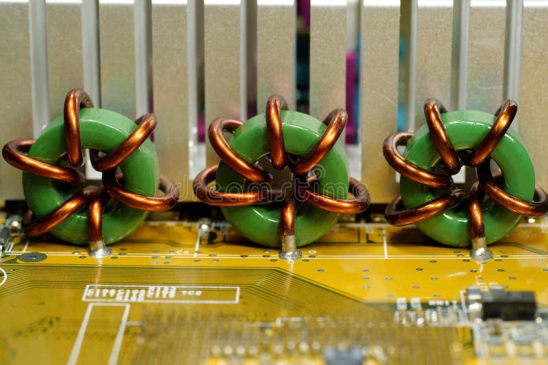 Computer Microcircuit with Electronic Components Stock Photo - Image of ...