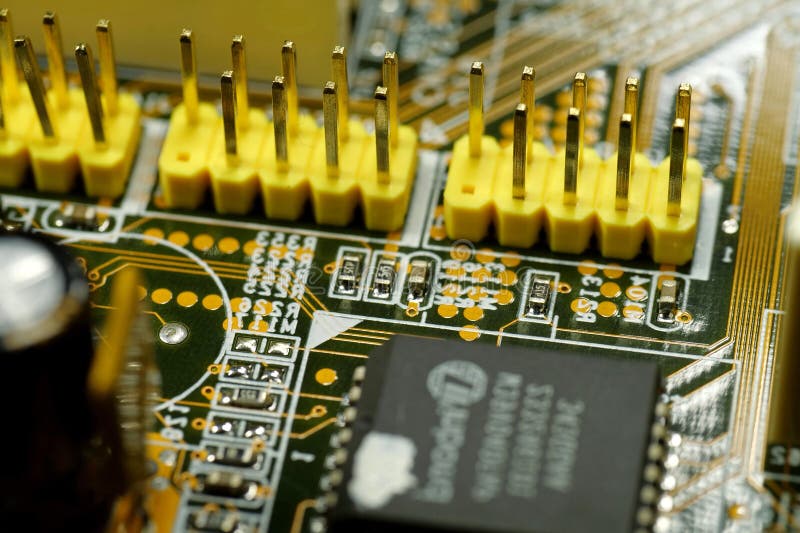 Computer Microcircuit with Electronic Components Stock Photo - Image of ...