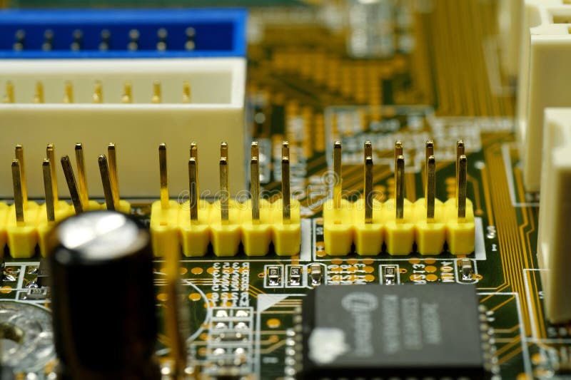 Computer Microcircuit with Electronic Components Stock Photo - Image of ...