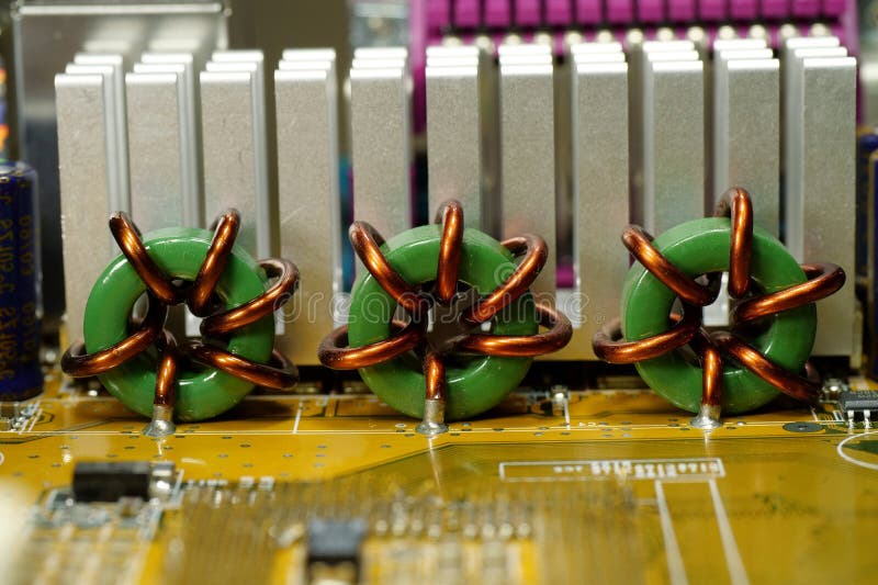 Computer Microcircuit with Electronic Components Stock Image - Image of ...