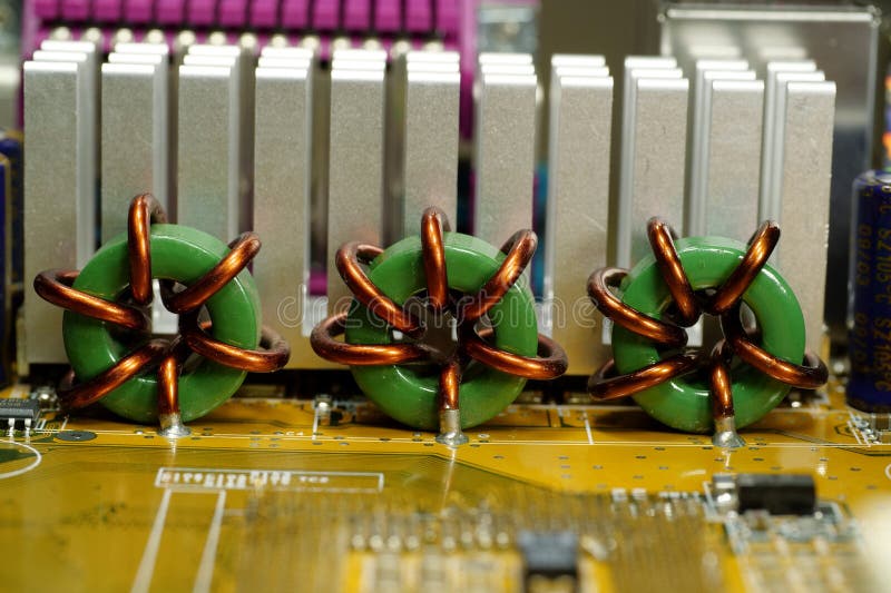 Computer Microcircuit with Electronic Components Stock Photo - Image of ...