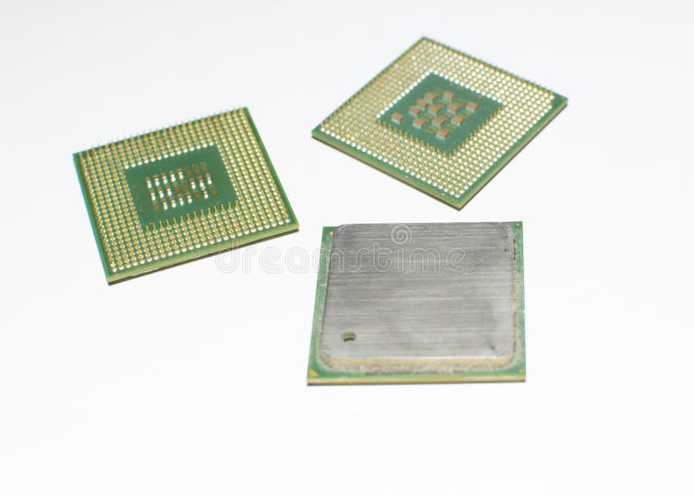 Computer Microprocessor or Central Processing Unit Front and Back Side ...