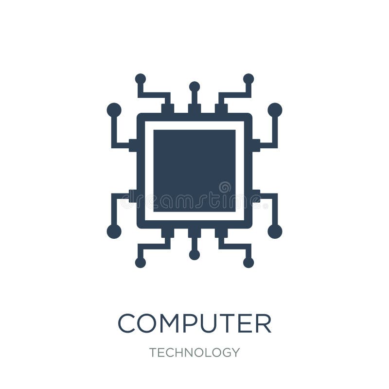 Computer Microprocessor Icon in Trendy Design Style. Computer ...