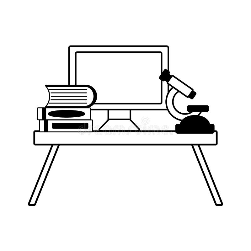 Computer Microscope Laboratory Science Stock Vector - Illustration of ...