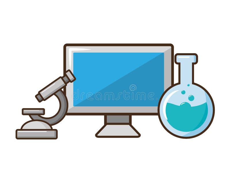 Computer Microscope Laboratory Science Stock Vector - Illustration of ...
