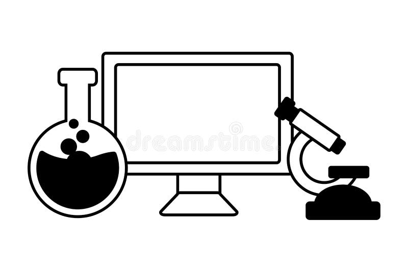Computer Microscope Laboratory Science Stock Vector - Illustration of ...