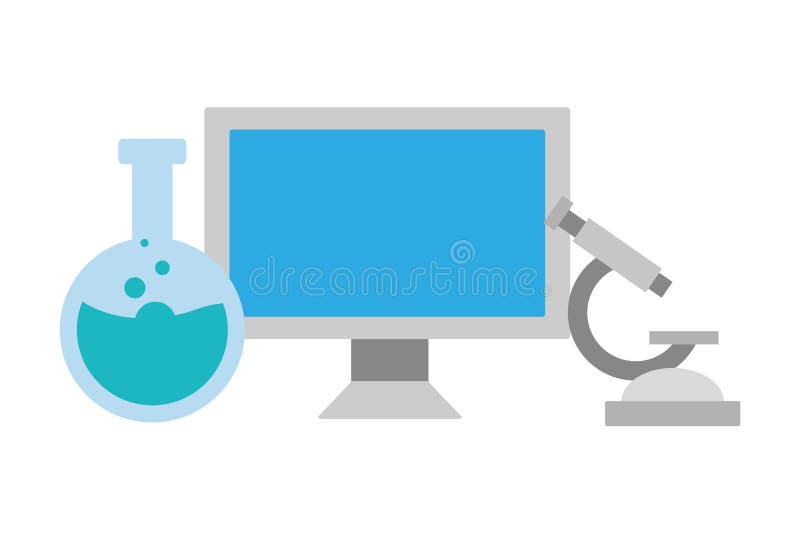 Computer Microscope Laboratory Science Stock Vector - Illustration of ...