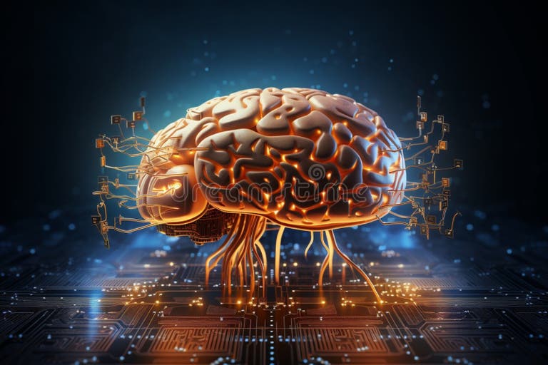 Brain Shape, Close-up on an Abstract Background. the Computer Mind and ...