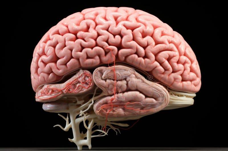 The Computer Mind and the Human Brain. Brain Shape, Close-up on a Black ...