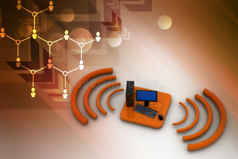 Computer Mit Internet-Signal Stock Abbildung - Illustration von ...