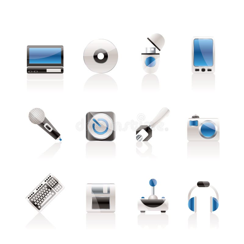 Computer and Mobile Phone Equipment Icons Stock Vector - Illustration ...
