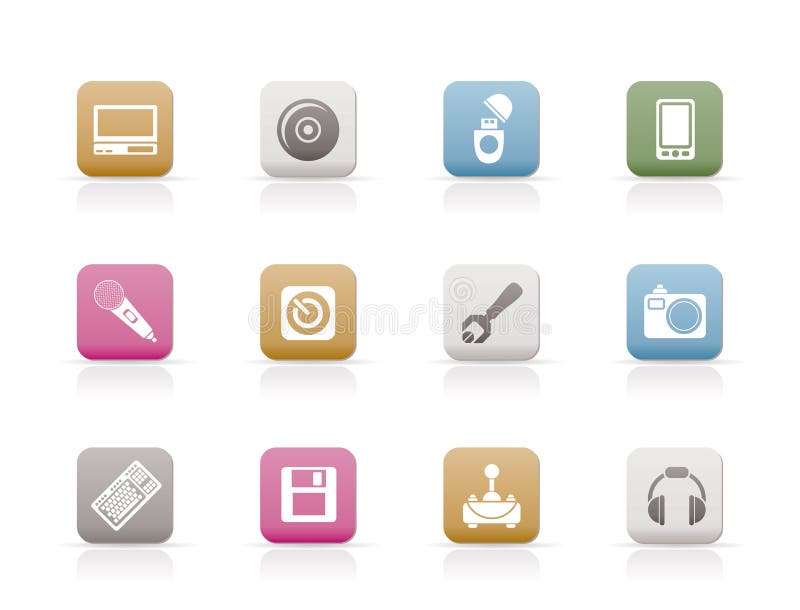 Computer and Mobile Phone Equipment Icons Stock Vector - Illustration ...