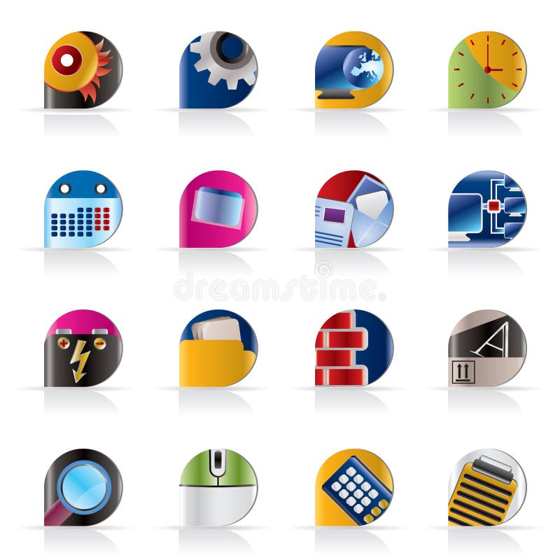 Computer and Mobile Phone Elements Icons Stock Vector - Illustration of ...