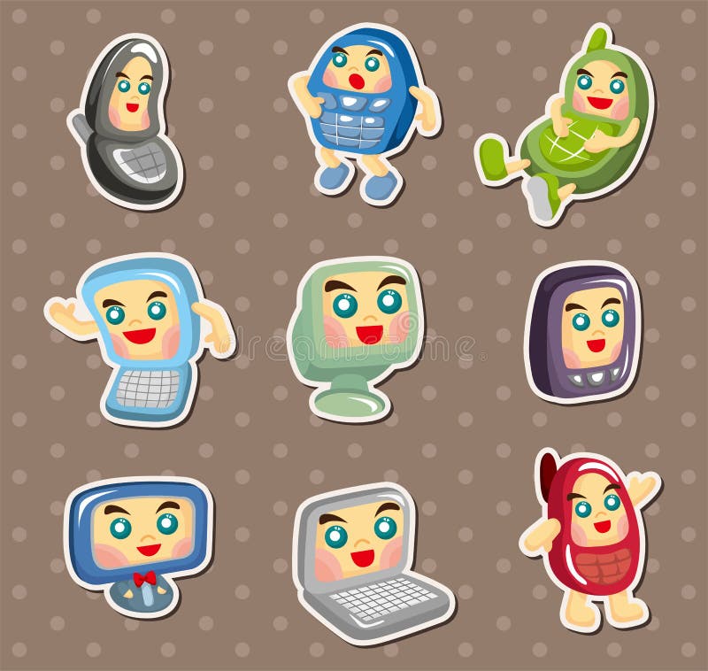 Computer and Mobile Phone Stickers Stock Vector - Illustration of ...