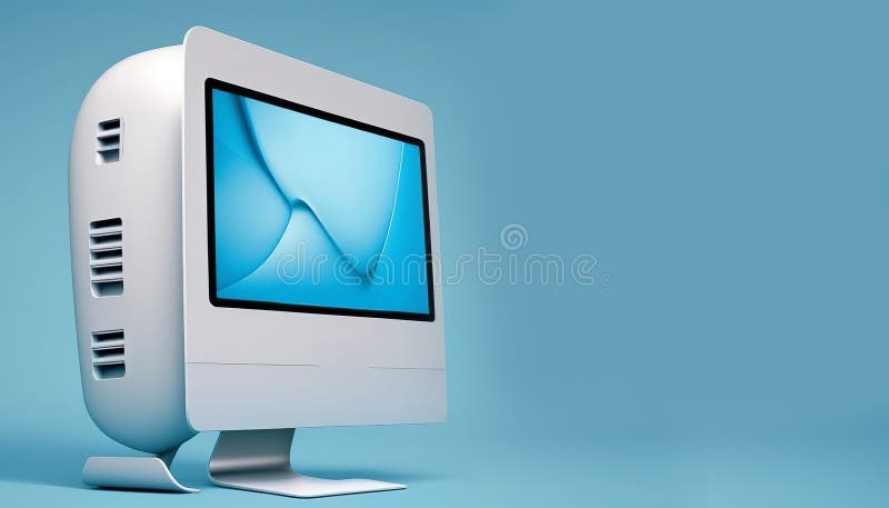 Computer Mockup Creative, Isolated on Blue Background. Stock ...