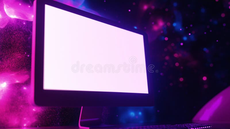 Computer Mockup Monitor in Outer Space, Ai Generated Stock Photo ...