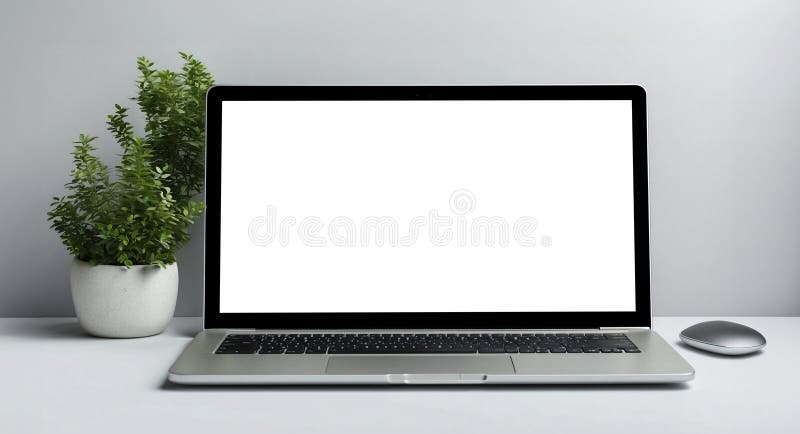 Computer Mockup White Background on Table on Light Wooden. Computer ...