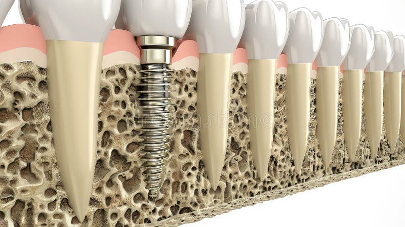 Computer Model of a Dental Implant in the Jaw Bone. Stock Image - Image ...