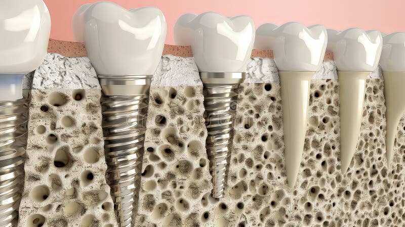 Computer Model of a Dental Implant in the Jaw Bone. Stock Image - Image ...
