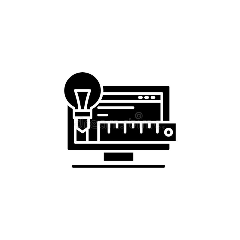 Computer Modeling Black Icon Concept. Computer Modeling Flat Vector ...