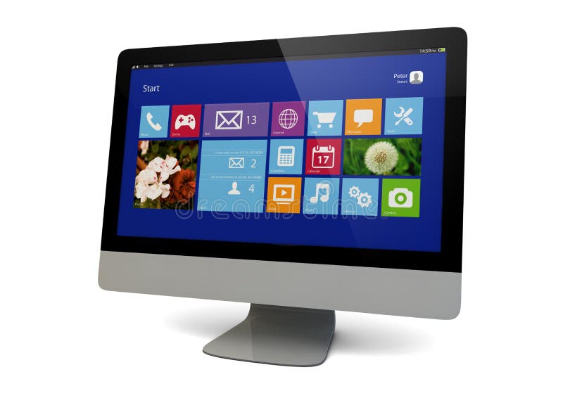 Computer with Modern Onterface Stock Illustration - Illustration of ...