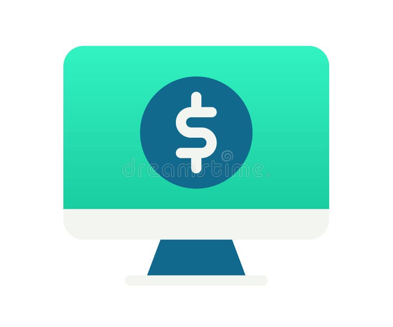 Computer Monetize Screen Single Isolated Icon with Gradient Style Stock ...
