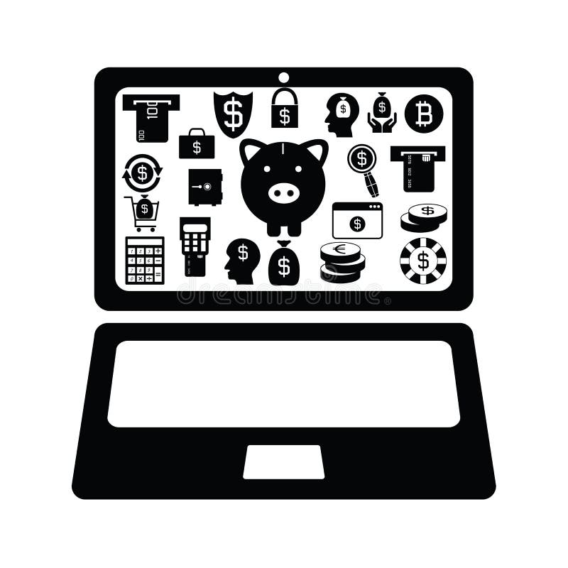 Computer money concept stock vector. Illustration of vector - 140779201