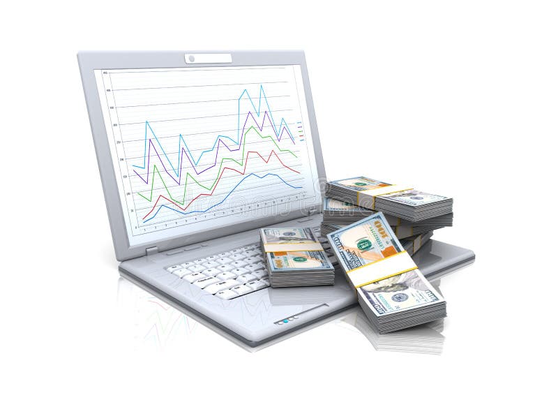 Computer and money stock illustration. Illustration of people - 51196184