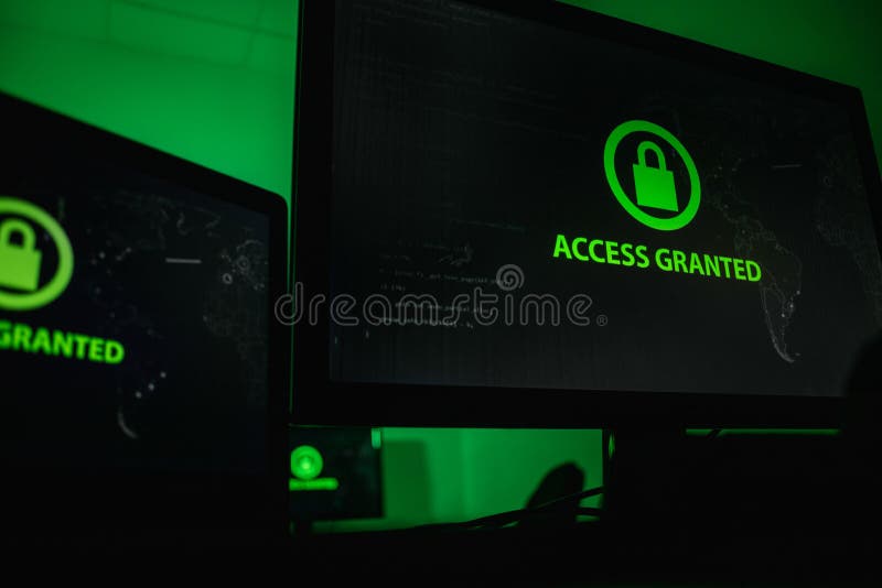 Computer Monitor with Access To Database Stock Photo - Image of hacking ...