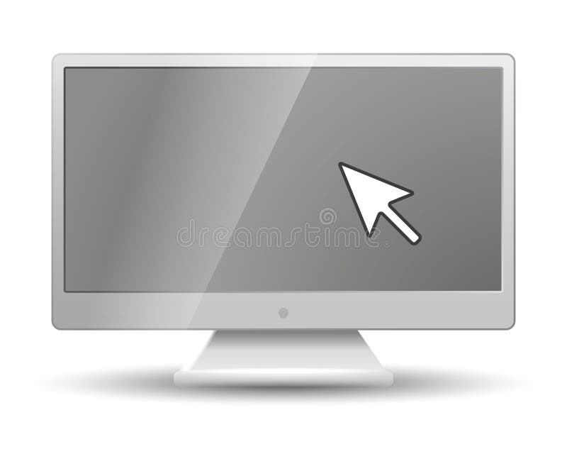 Computer Monitor with Arrow Pointer or Cursor Icon. Template of Display ...