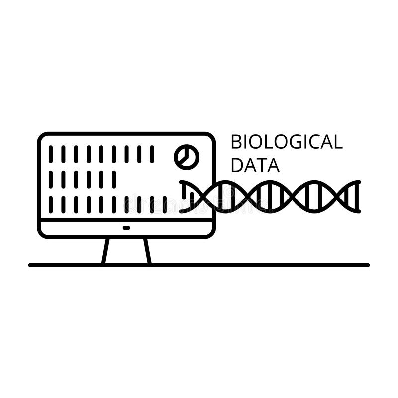 Computer Monitor with Biological Data and Dna Molecule Vector ...