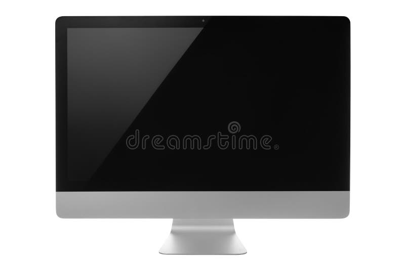 Computer Monitor with Black Screen Isolated on White Background with ...