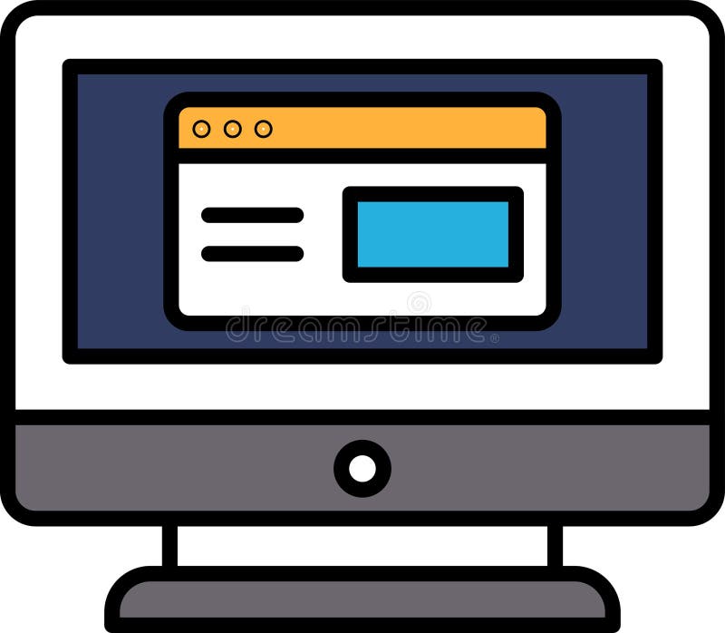A Computer Monitor with a Black and White Screen Stock Vector ...