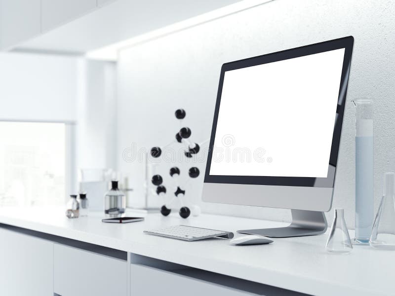 Computer Monitor with Blank Screen. 3d Rendering Stock Image - Image of ...