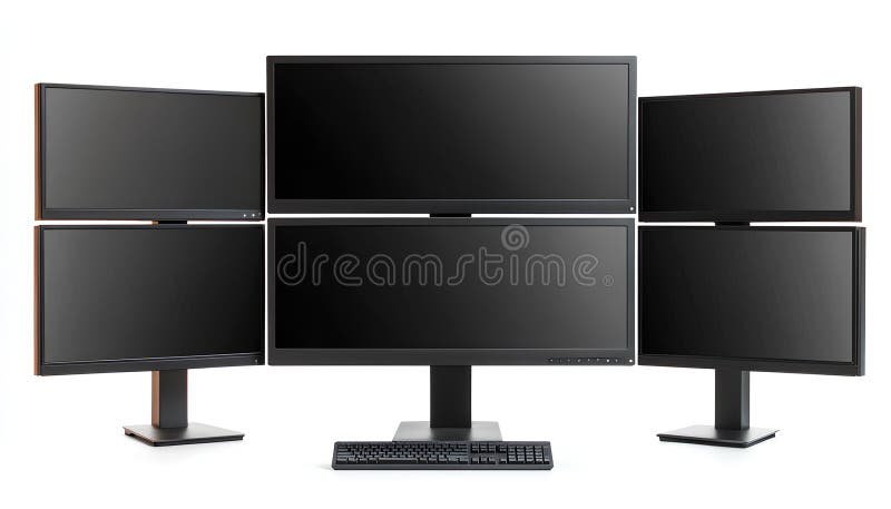 Computer Monitor with Blank Screens Isolated on White, Collage Stock ...