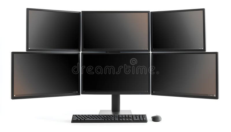Computer Monitor with Blank Screens Isolated on White, Collage Stock ...