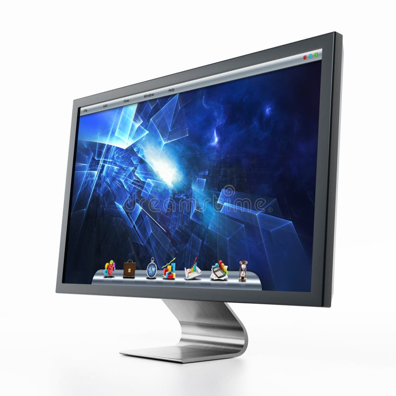 Modern Desktop Computer with Blank Screen. 3D Illustration Stock ...