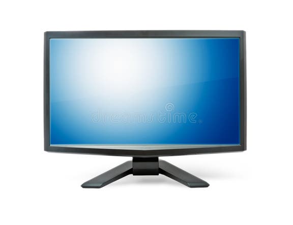 Computer Monitor with Blue Flat Wide Screen Stock Illustration ...
