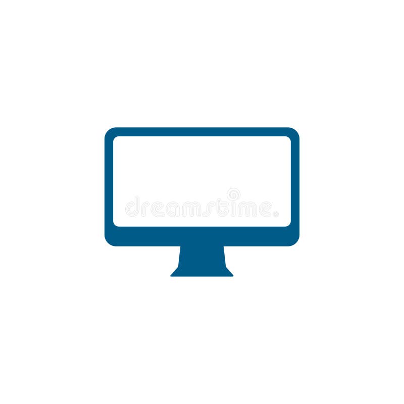 Computer Monitor Blue Icon on White Background. Blue Flat Style Vector ...