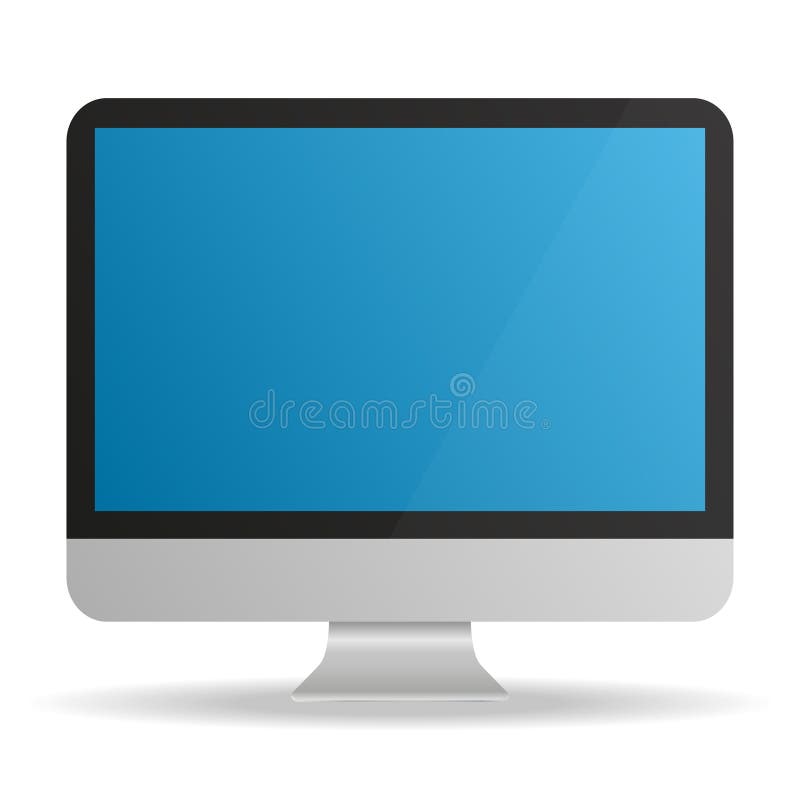 Computer Monitor with Blue Screen on a White Background Stock Vector ...