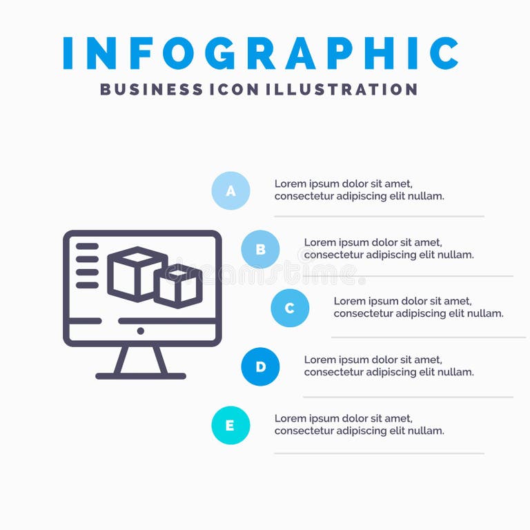 Computer, Monitor, Box, Computing Blue Infographics Template 5 Steps ...