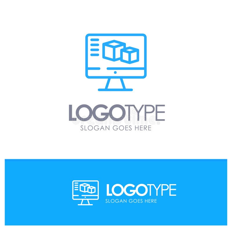 Computer, Monitor, Box, Computing Blue Logo Line Style Stock Vector ...