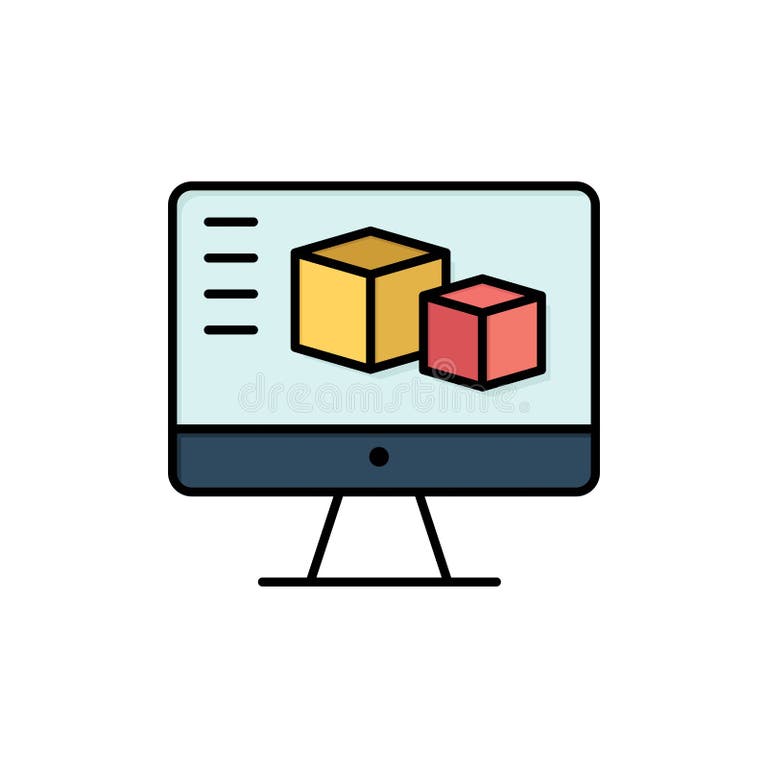 Computer, Monitor, Box, Computing Flat Color Icon. Vector Icon Banner ...