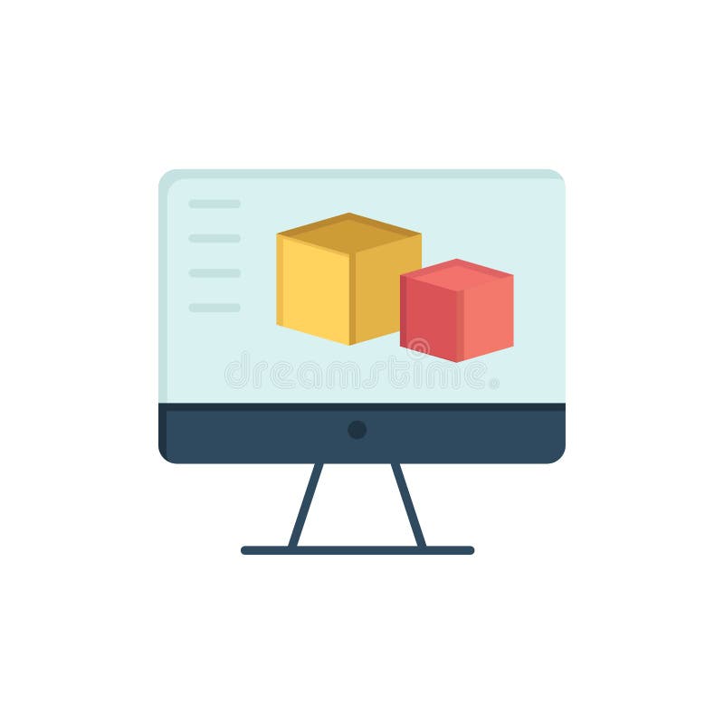 Computer, Monitor, Box, Computing Flat Color Icon. Vector Icon Banner ...