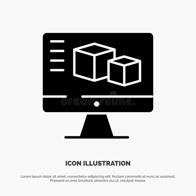 Computer, Monitor, Box, Computing Solid Black Glyph Icon Stock Vector ...