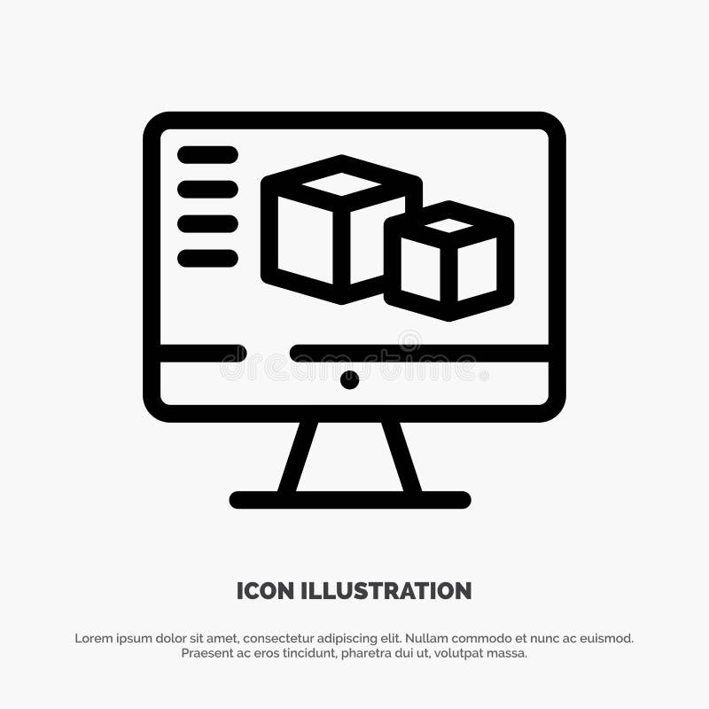 Computer, Monitor, Box, Computing Vector Line Icon Stock Vector ...